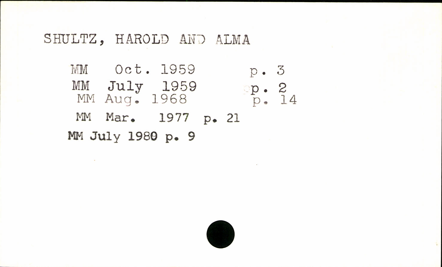 SHULTZ, HAROLD AND ALMA – Mennonite Life
