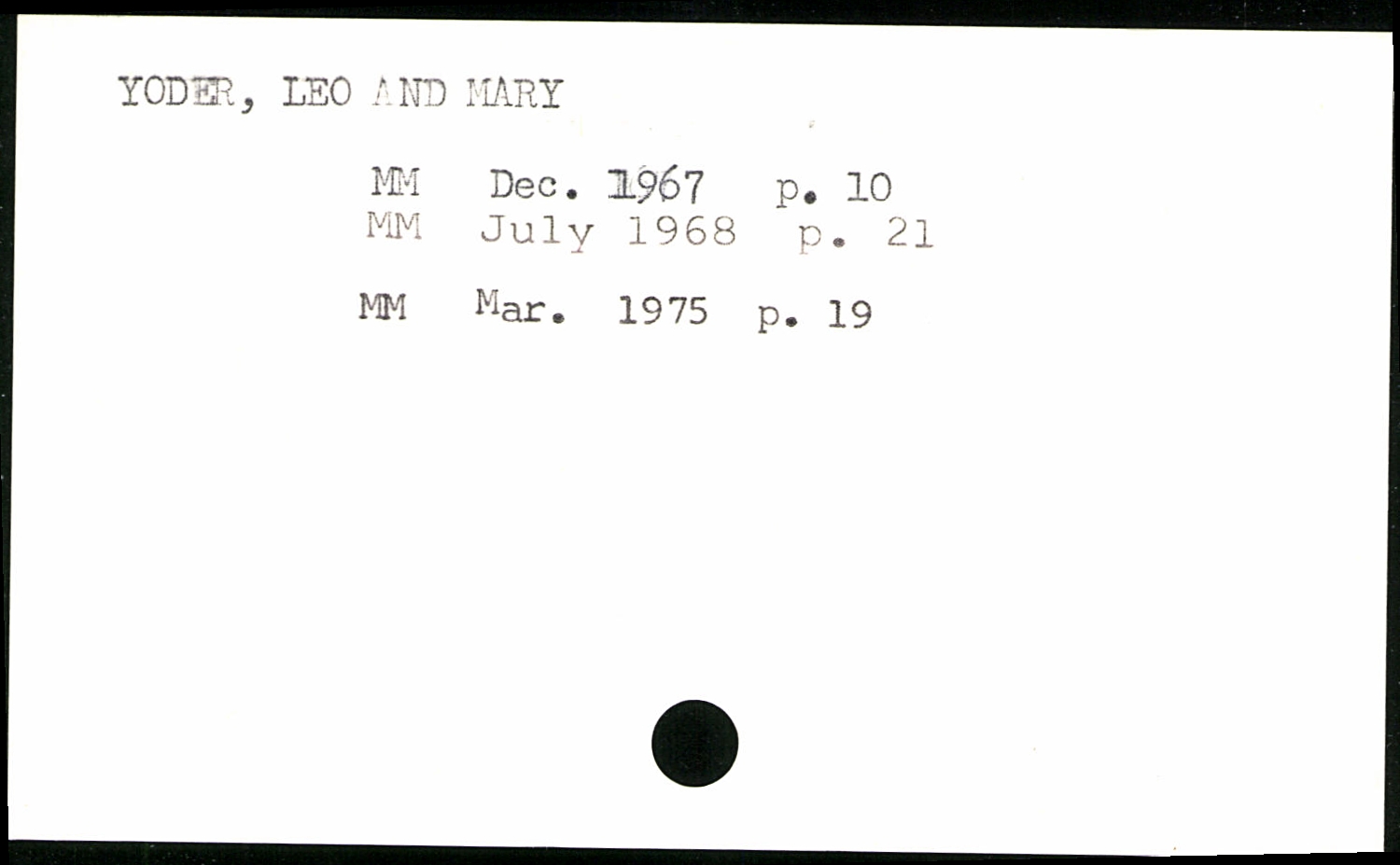 YODER, LEO AND MARY – Mennonite Life