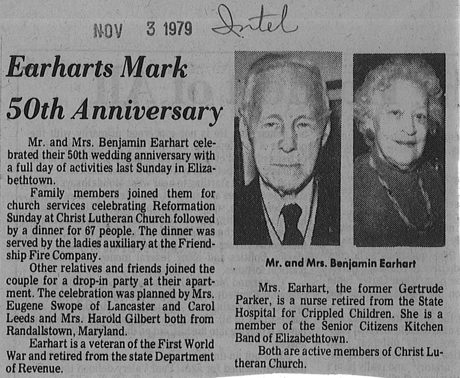 Anniversary-Parker Gertrude and Earhart Benjamin-50th-1979 – Mennonite Life