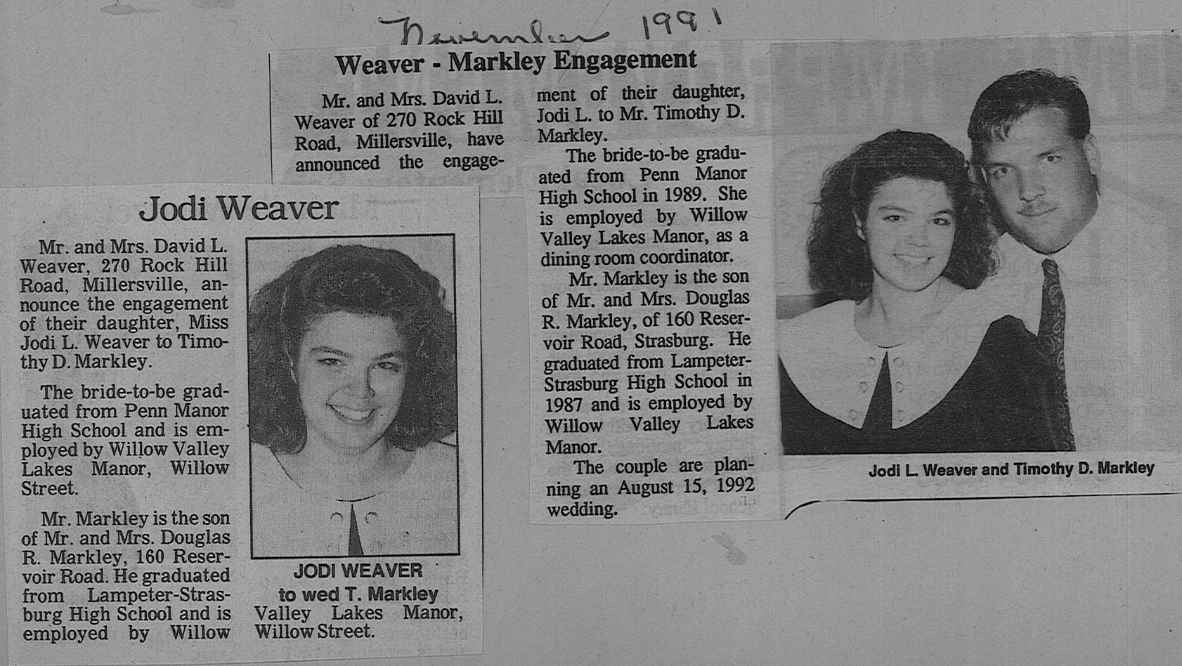 Engagement-Markley Timothy D and Weaver Jodi L – Mennonite Life