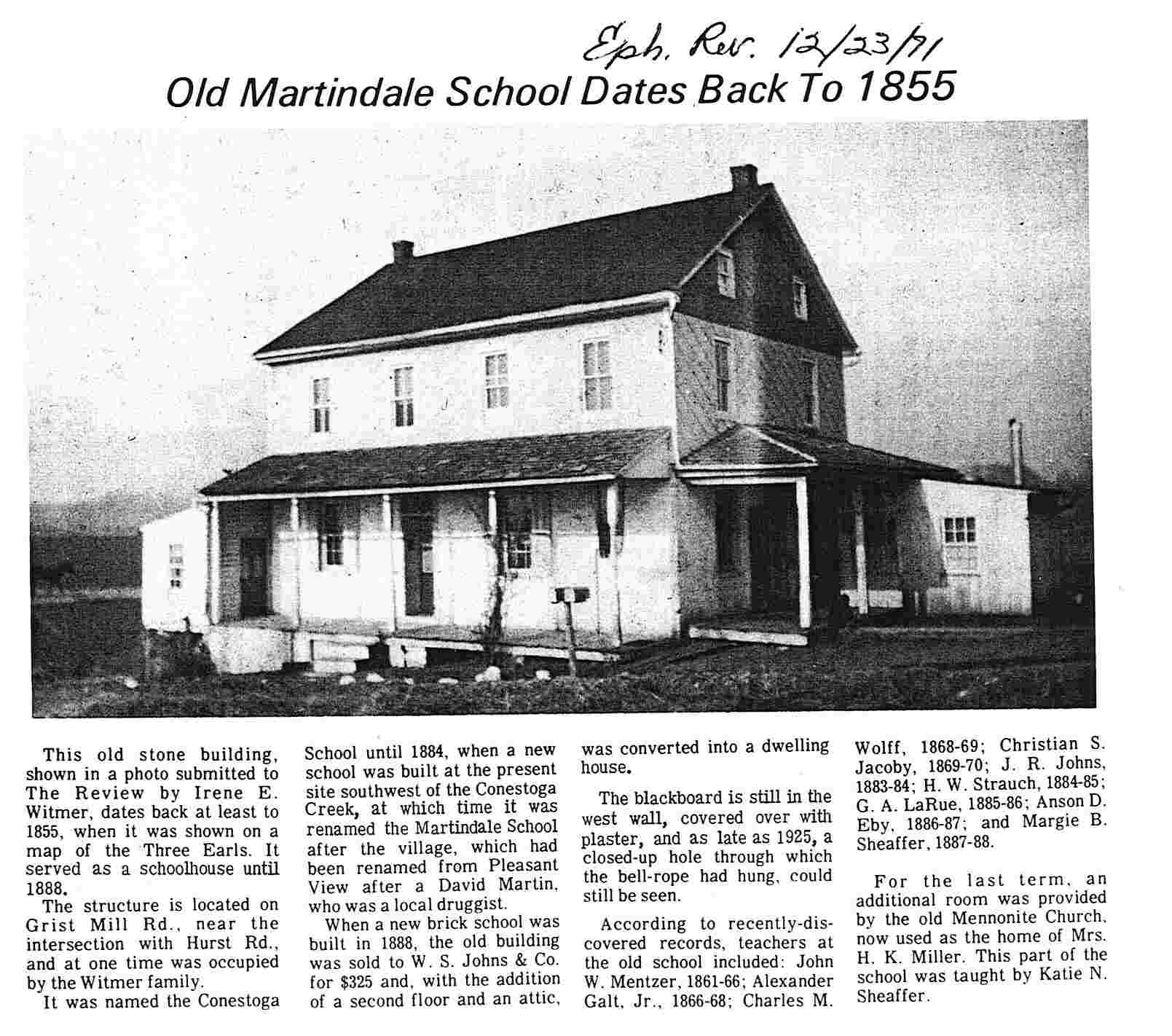 Martindale School – Mennonite Life