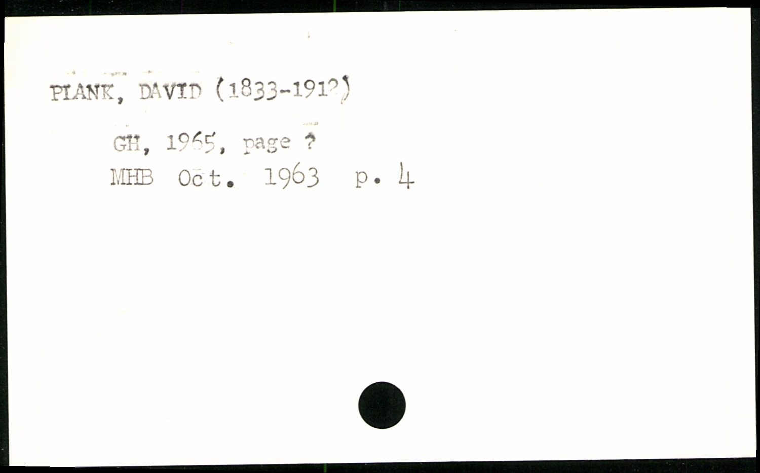PLANK, DAVID (1833-1912 – Mennonite Life