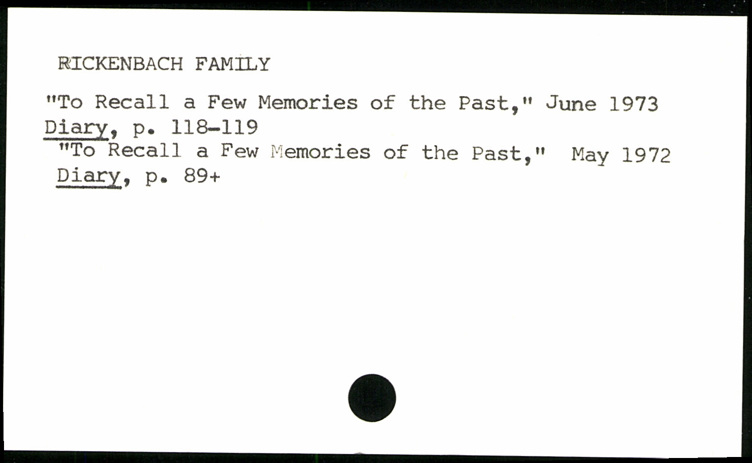 RICKENBACH FAMILY – Mennonite Life