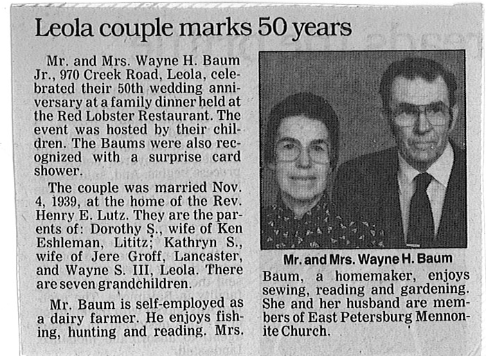 Anniversary-baum wayne h – Mennonite Life