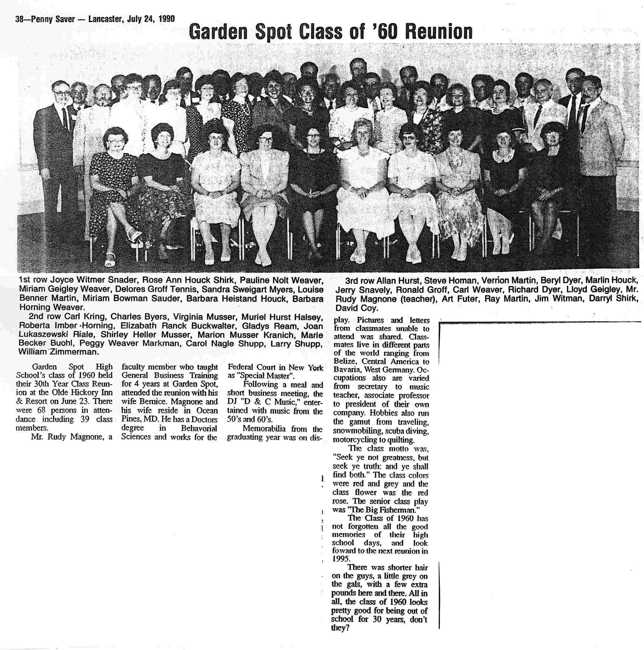 Garden Spot 1960 Class Year Reunion – Mennonite Life