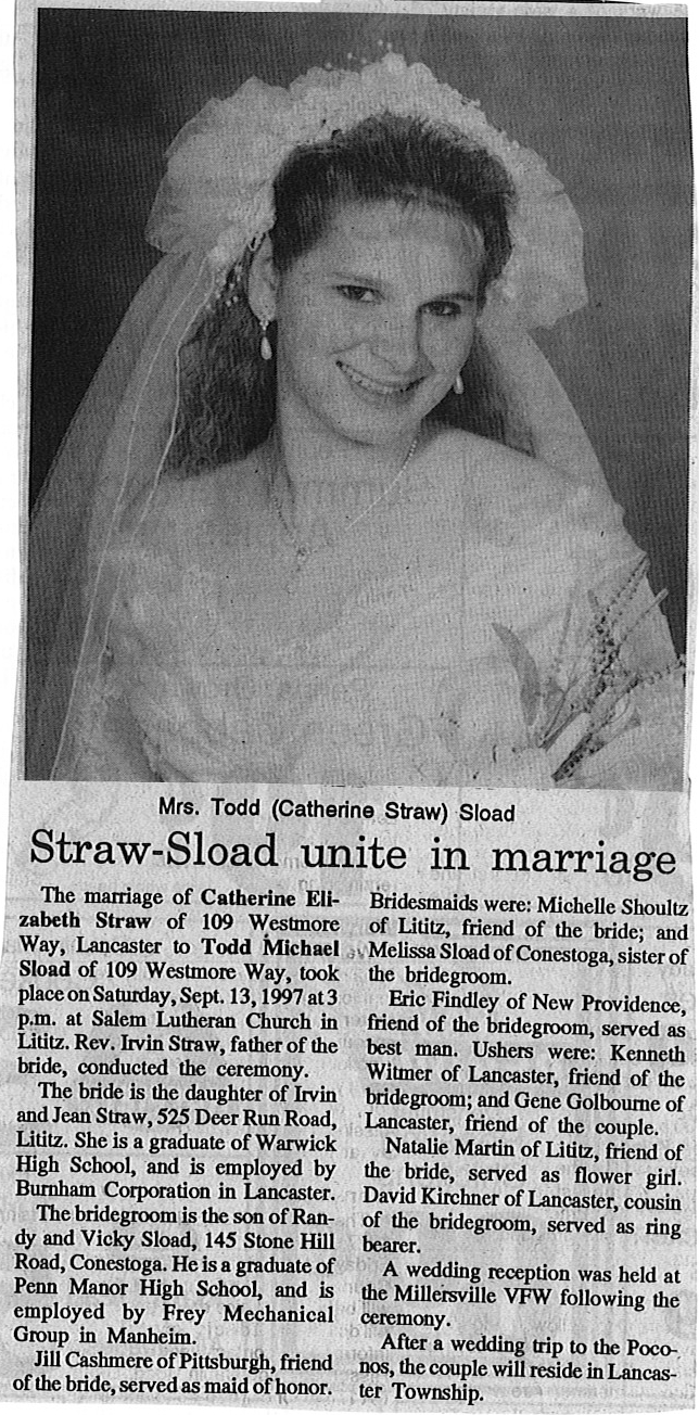 Marriage-sload todd michael and straw catherine elizabeth – Mennonite Life