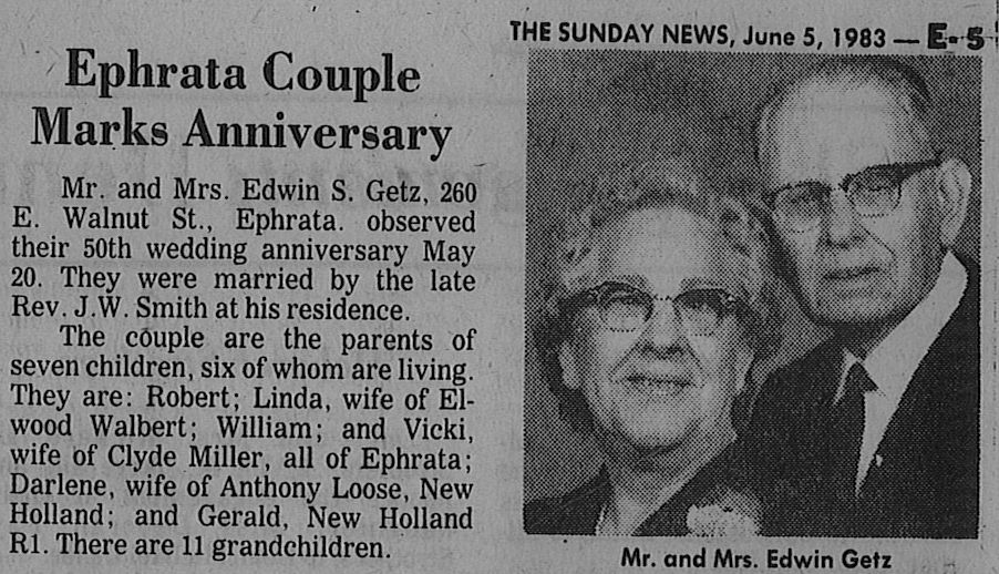 Anniversary-Getz Edwin S-50th-1983 – Mennonite Life