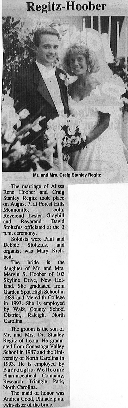 Marriage-hoober alissa rene and regitz craig stanley – Mennonite Life