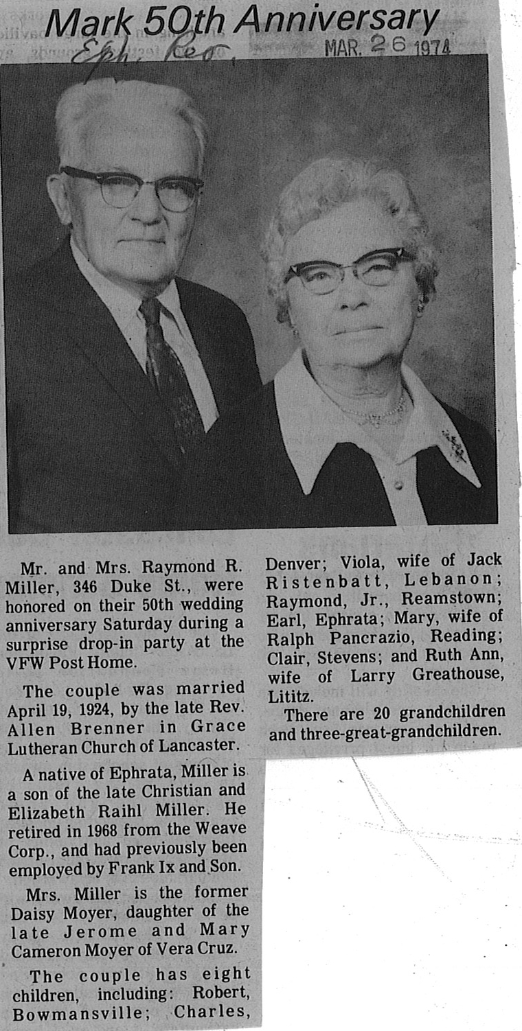 Anniversary-Moyer Daisy and Miller Raymond R-50th-1974 – Mennonite Life