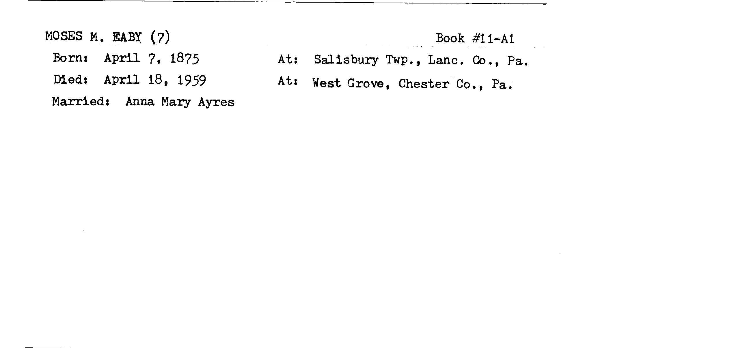 Eaby Moses M 1875-1959 M Anna Mary Ayres – Mennonite Life