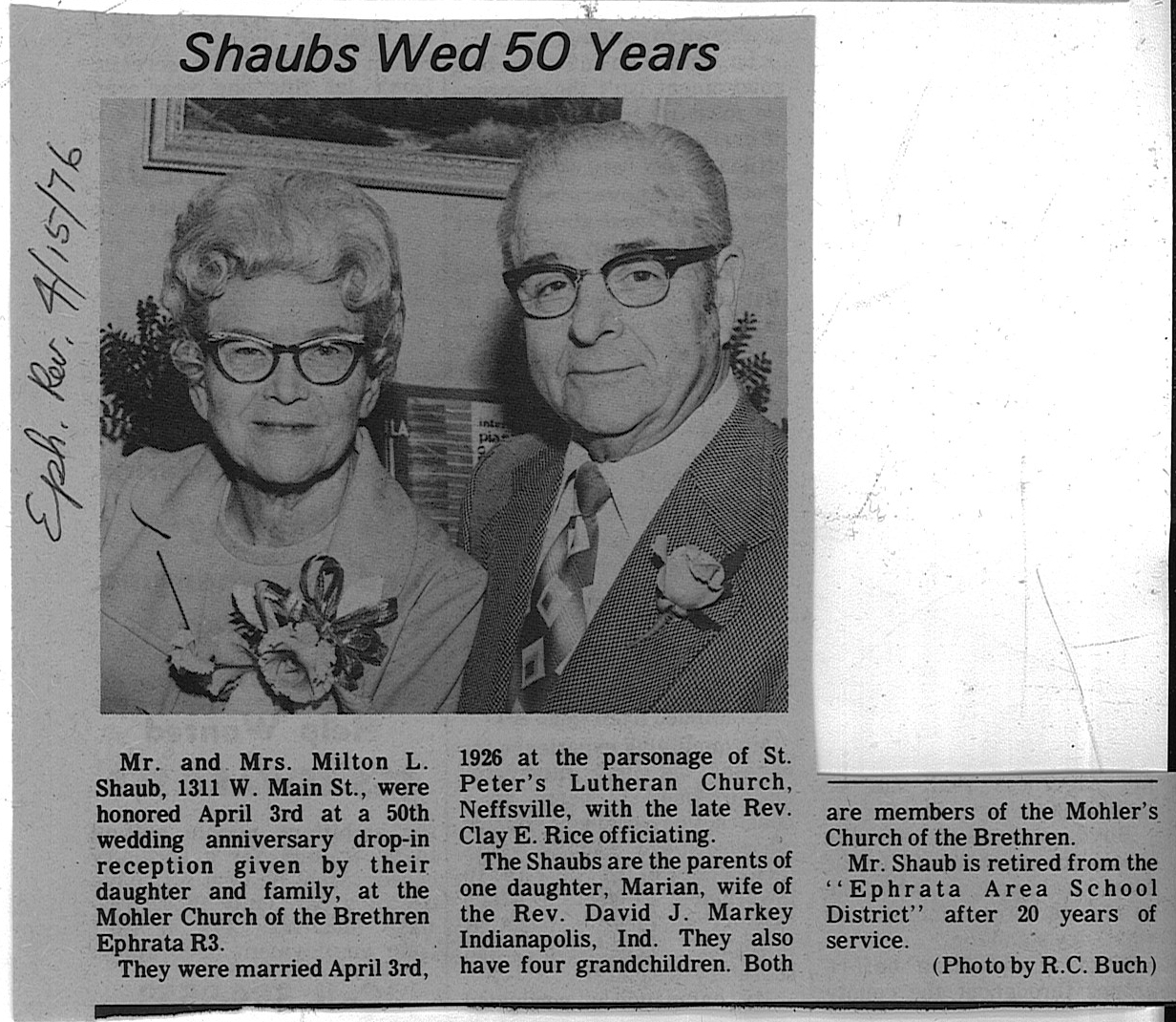 Anniversary-Shaub Milton L-50th-1976 – Mennonite Life
