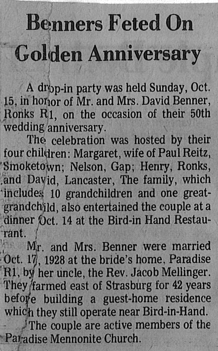 Anniversary-Benner David-50th-1978 – Mennonite Life