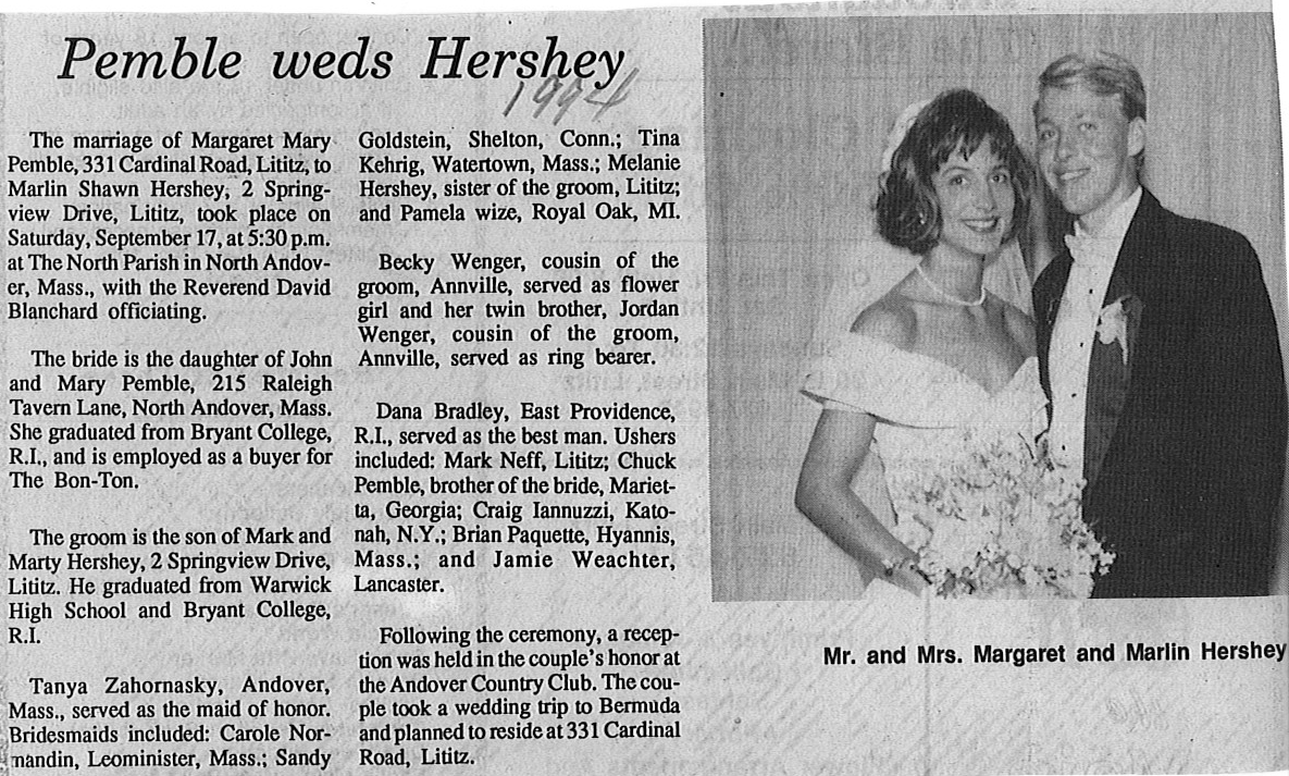 Marriage-pemble margaret mary and hershey marlin shawn – Mennonite Life