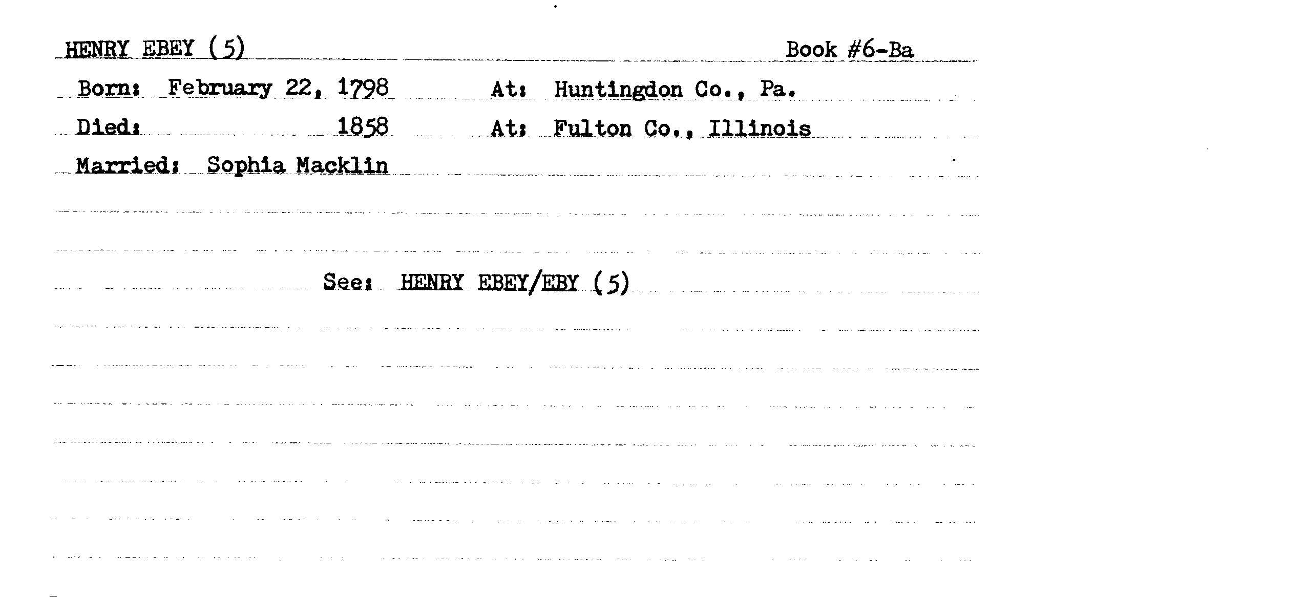 Ebey Henry 1798-1858 M Sophia Macklin – Mennonite Life