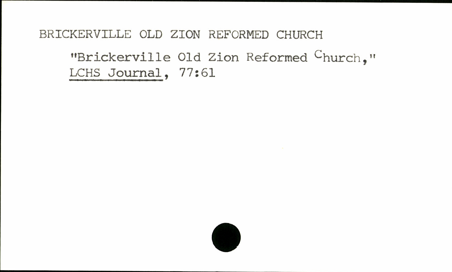BRICKERVILLE OLD ZION REFORMED CHURCH – Mennonite Life