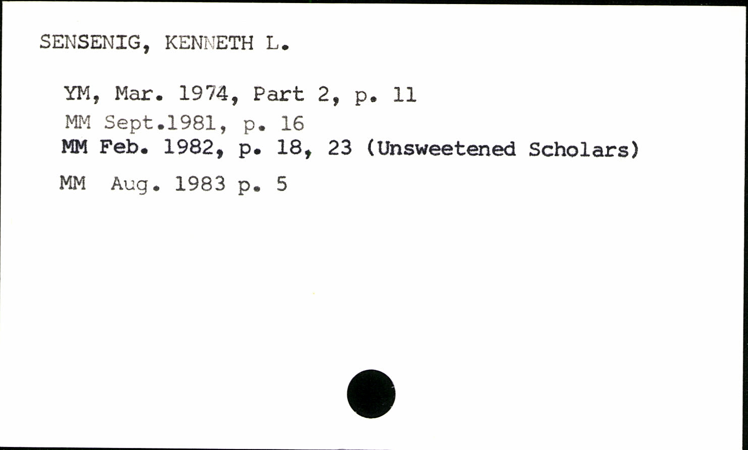 SENSENIG, KENNETH L. – Mennonite Life
