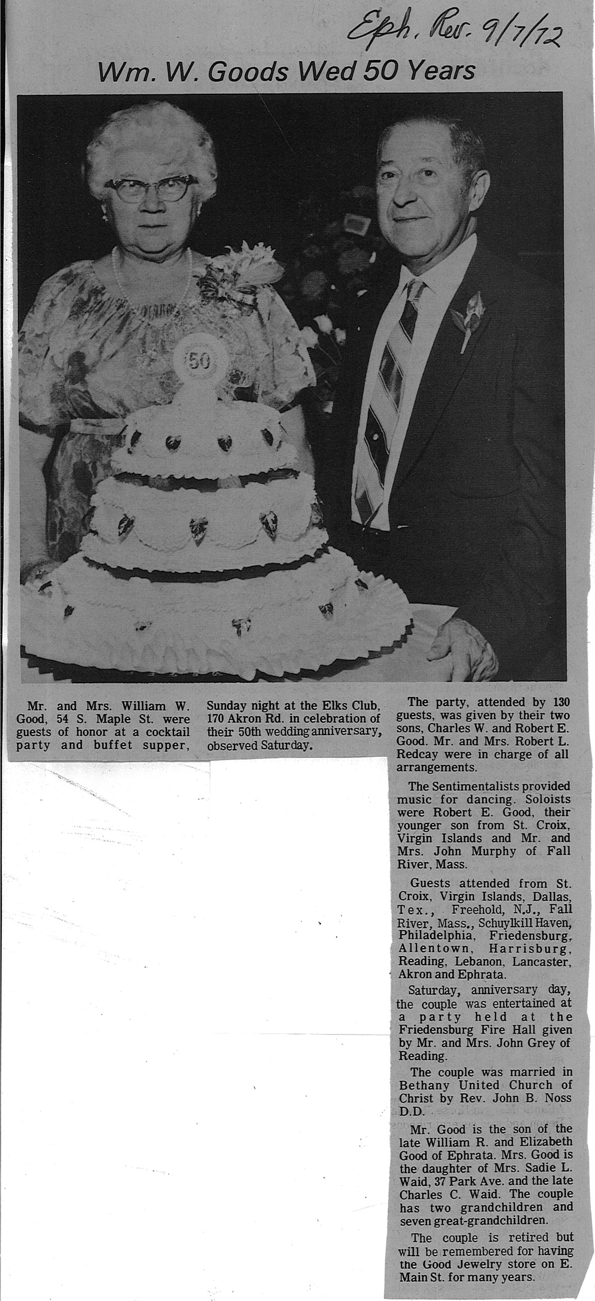 Anniversary-Good William W and Waid-50th-1972 – Mennonite Life