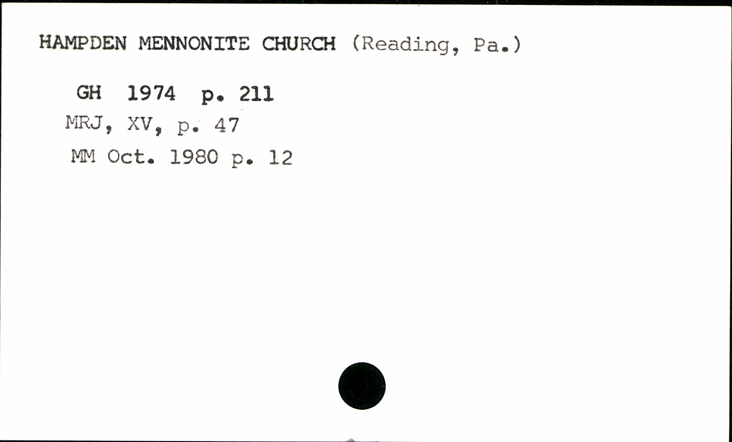 HAMPDEN MENNONITE CHURCH (READING, PA.) – Mennonite Life