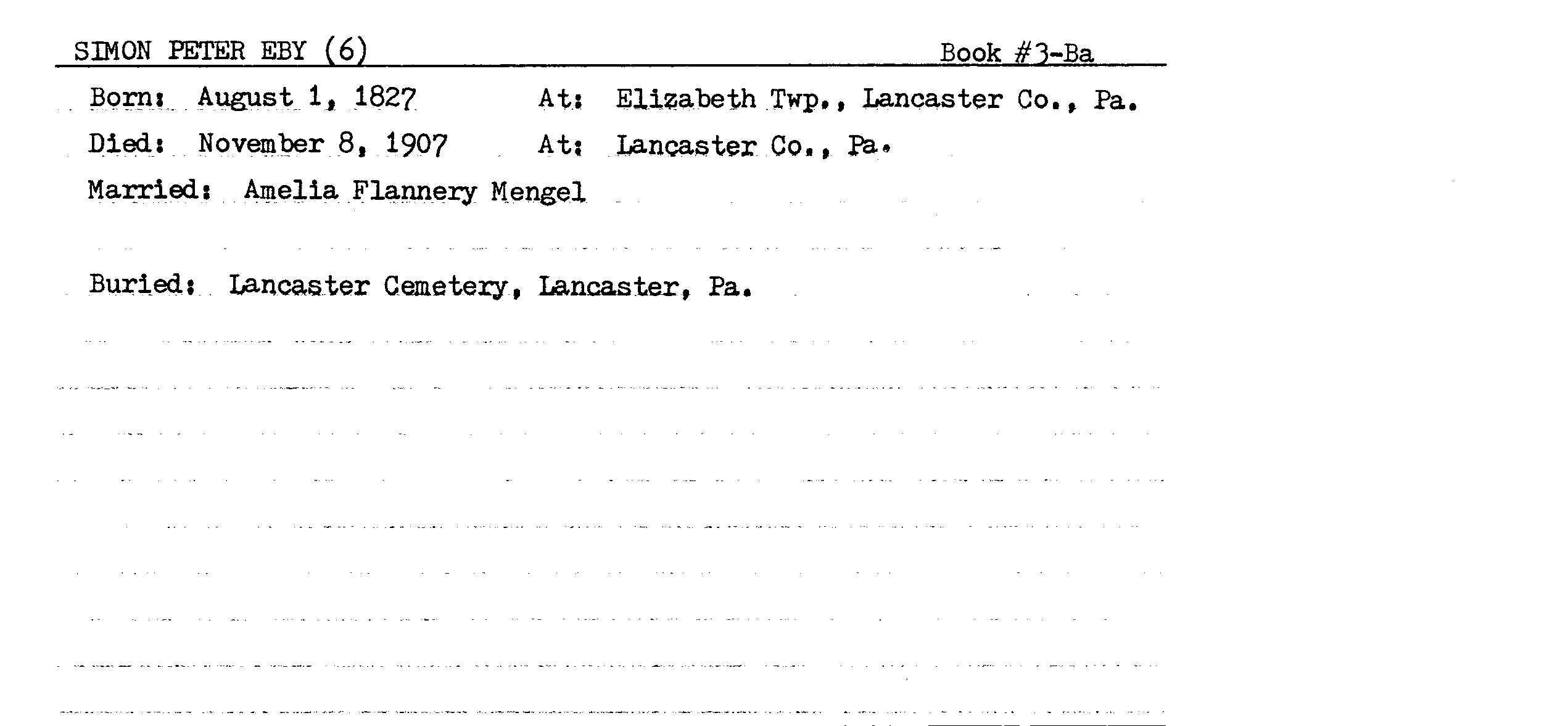 Eby Simon Peter 1827-1907 M Amelia Flannery Mengel – Mennonite Life