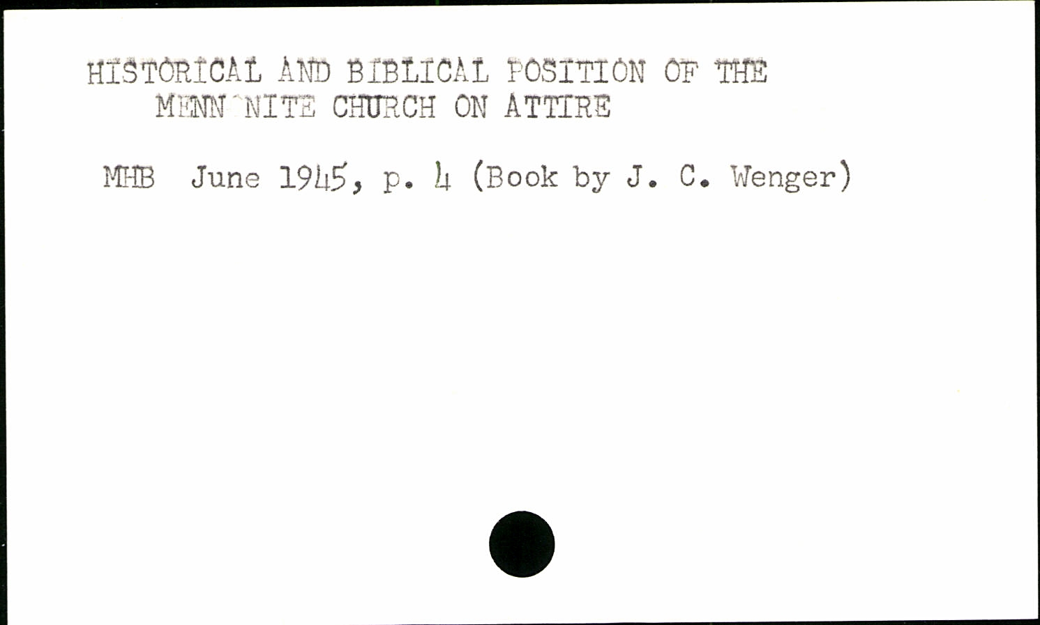 HISTORICAL AND BIBLICAL POSITION OF THE MENNONITE CHURCH ON ATTIRE ...