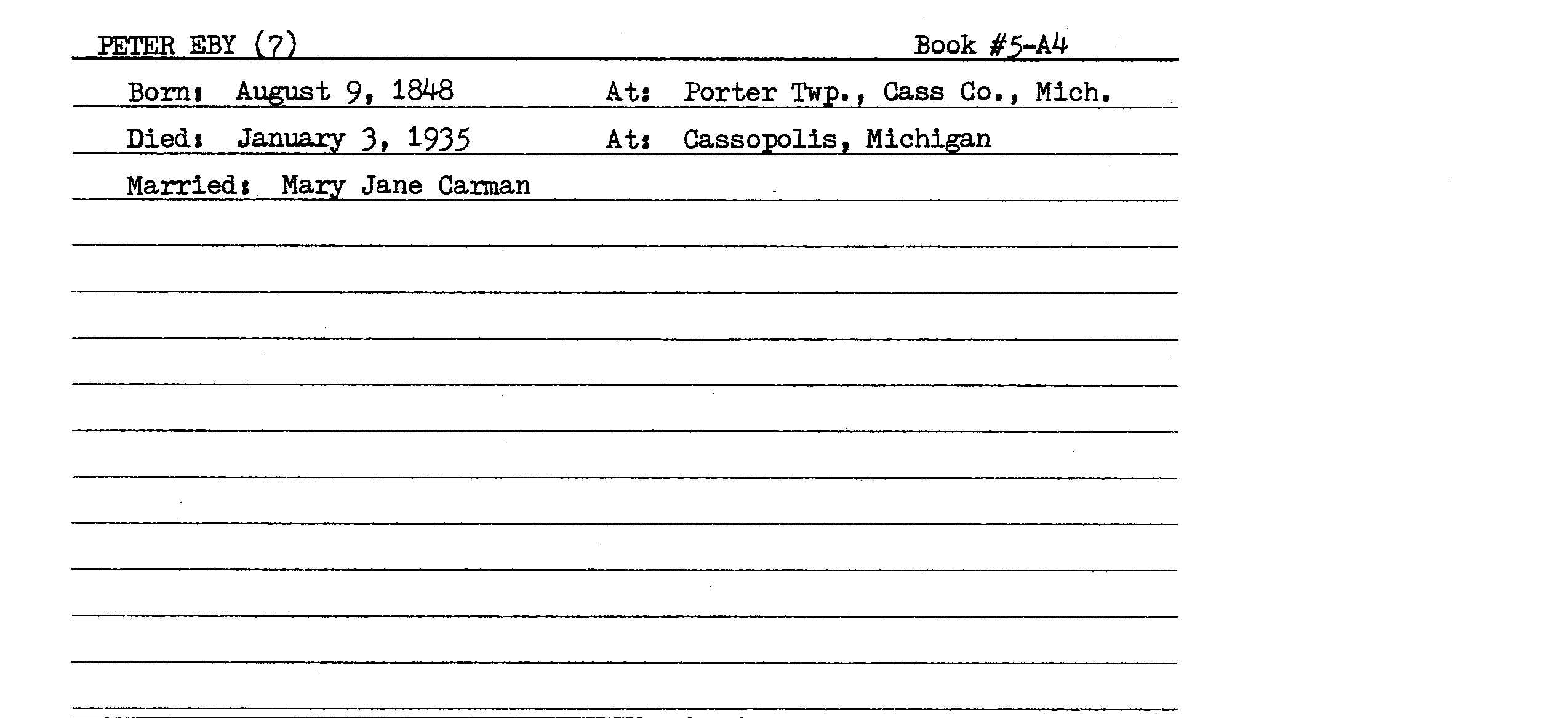 Eby Peter 1848-1935 M Mary Jane Carman – Mennonite Life
