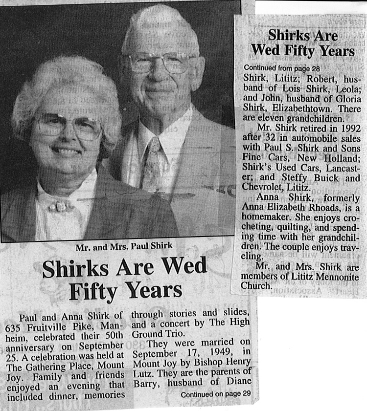 Anniversary-rhoads anna elizabeth and shirk paul – Mennonite Life