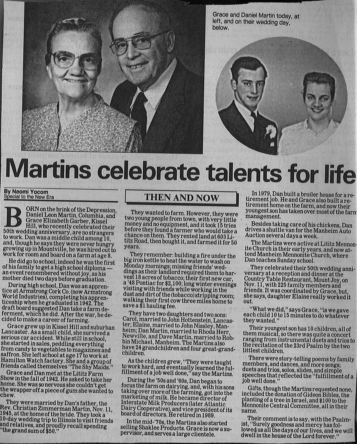Anniversary-martin daniel leon and garber grace elizabeth – Mennonite Life