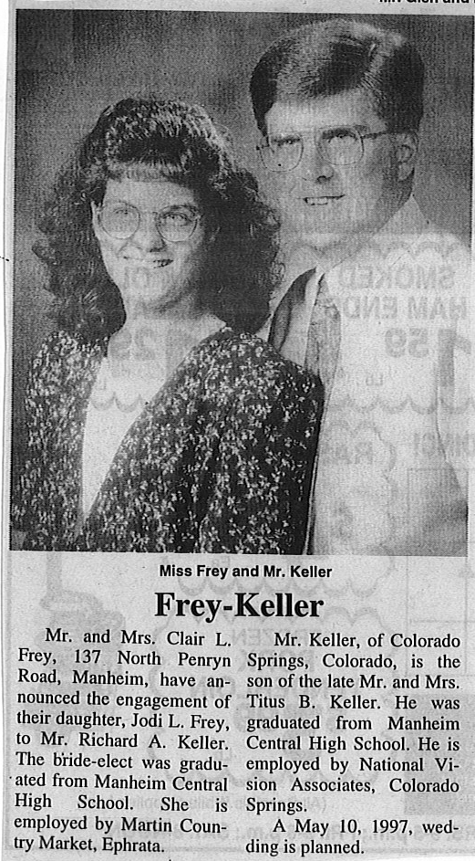 Engagement-frey jodi l and keller richard a – Mennonite Life