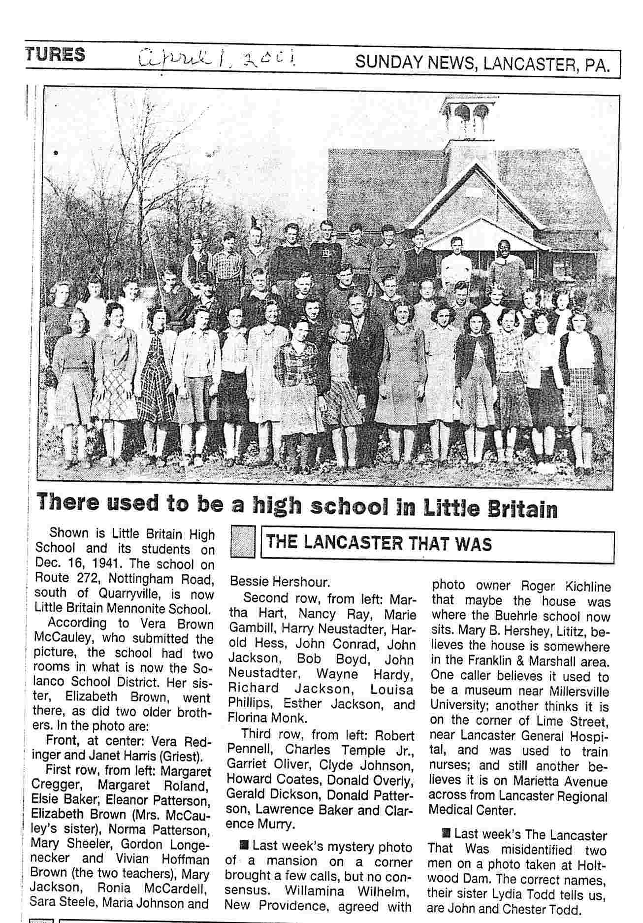 Little Britain High School 1941 – Mennonite Life