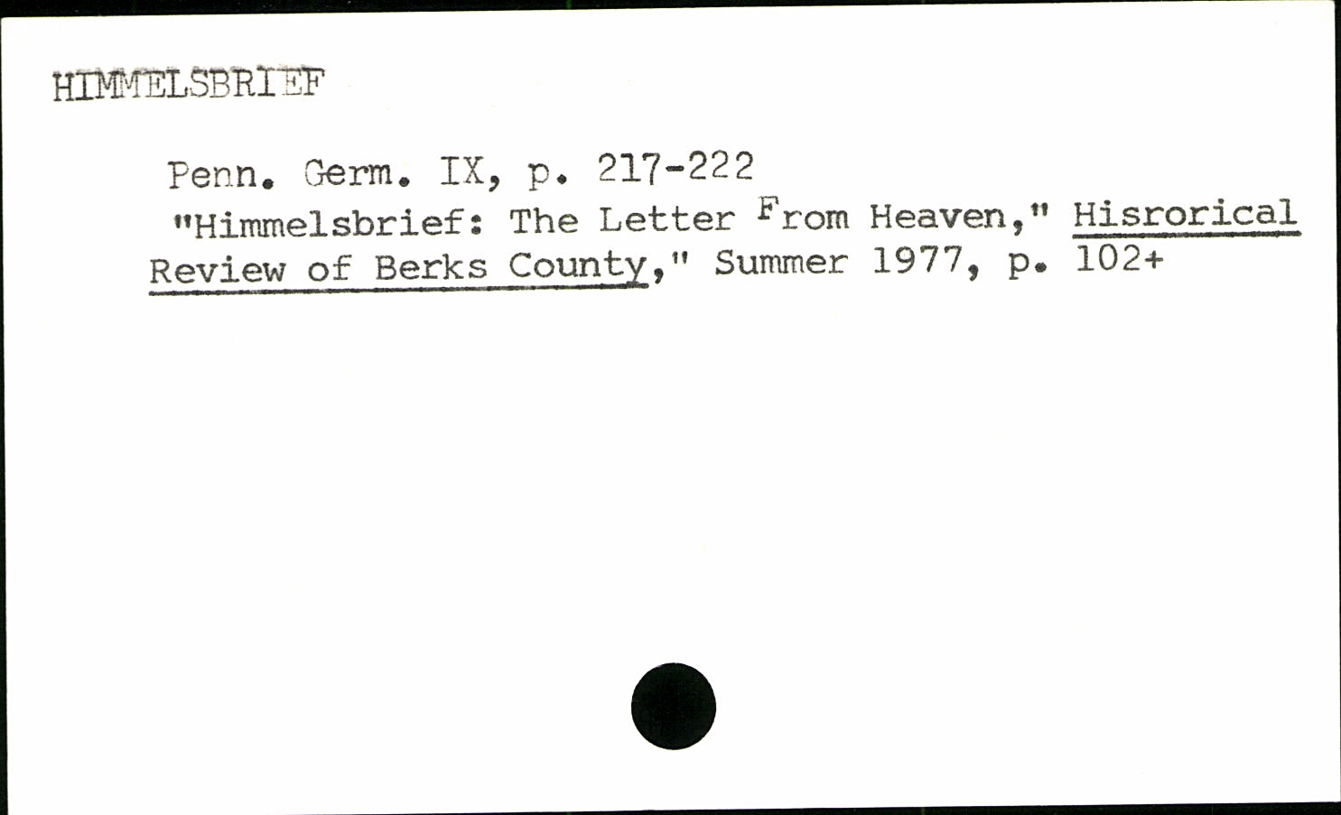 HIMMELSBRIEF – Mennonite Life