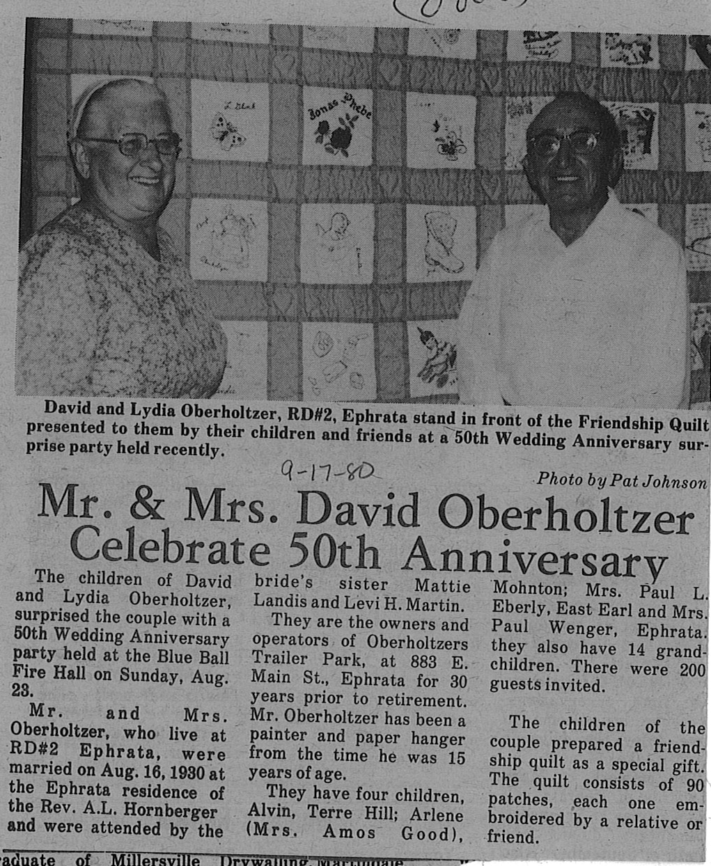 Anniversary-Oberholtzer David and Lydia-50th-1980 – Mennonite Life