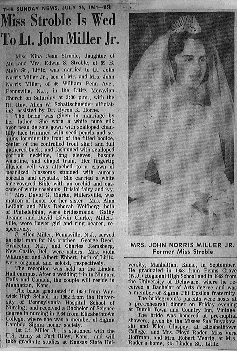 Marriage-miller john norris jr and stroble nina jean – Mennonite Life
