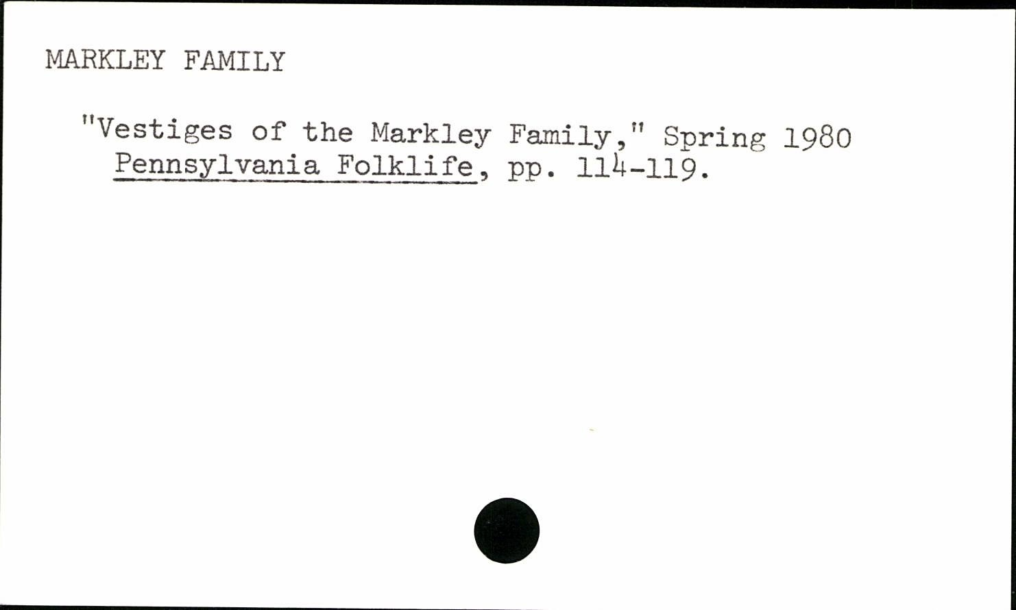 MARKLEY FAMILY – Mennonite Life