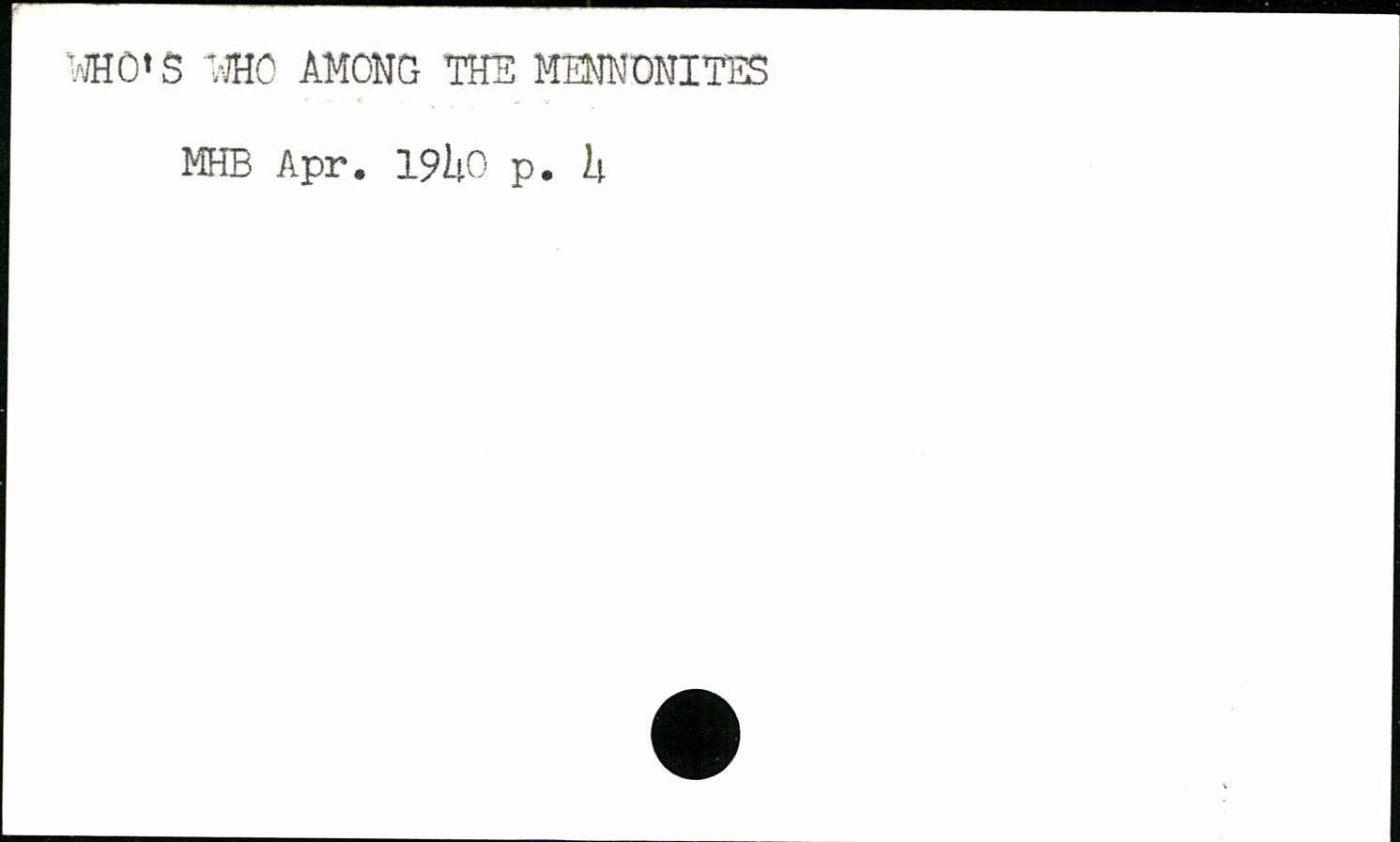 WHO'S WHO AMONG THE MENNONITES – Mennonite Life