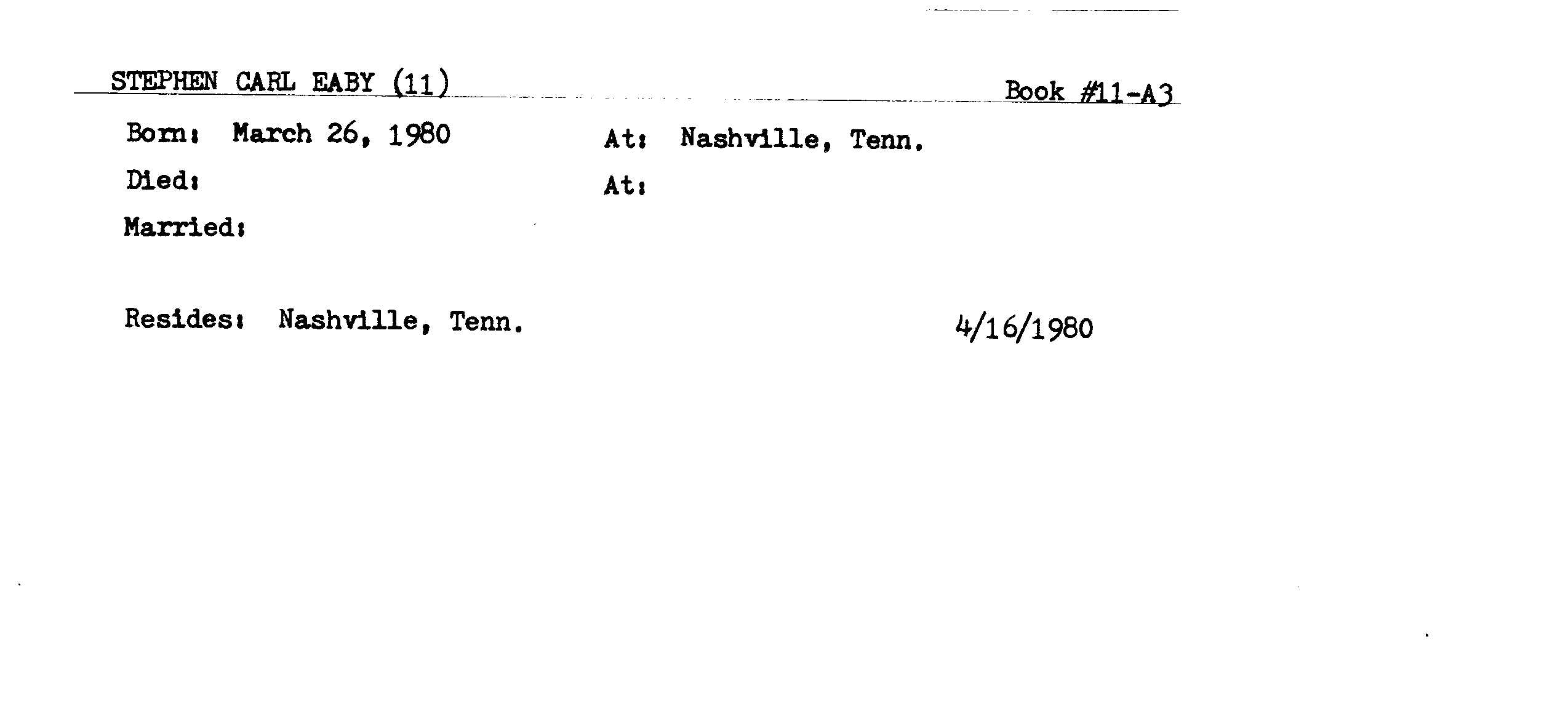 Eaby Stephen Carl 1980- – Mennonite Life