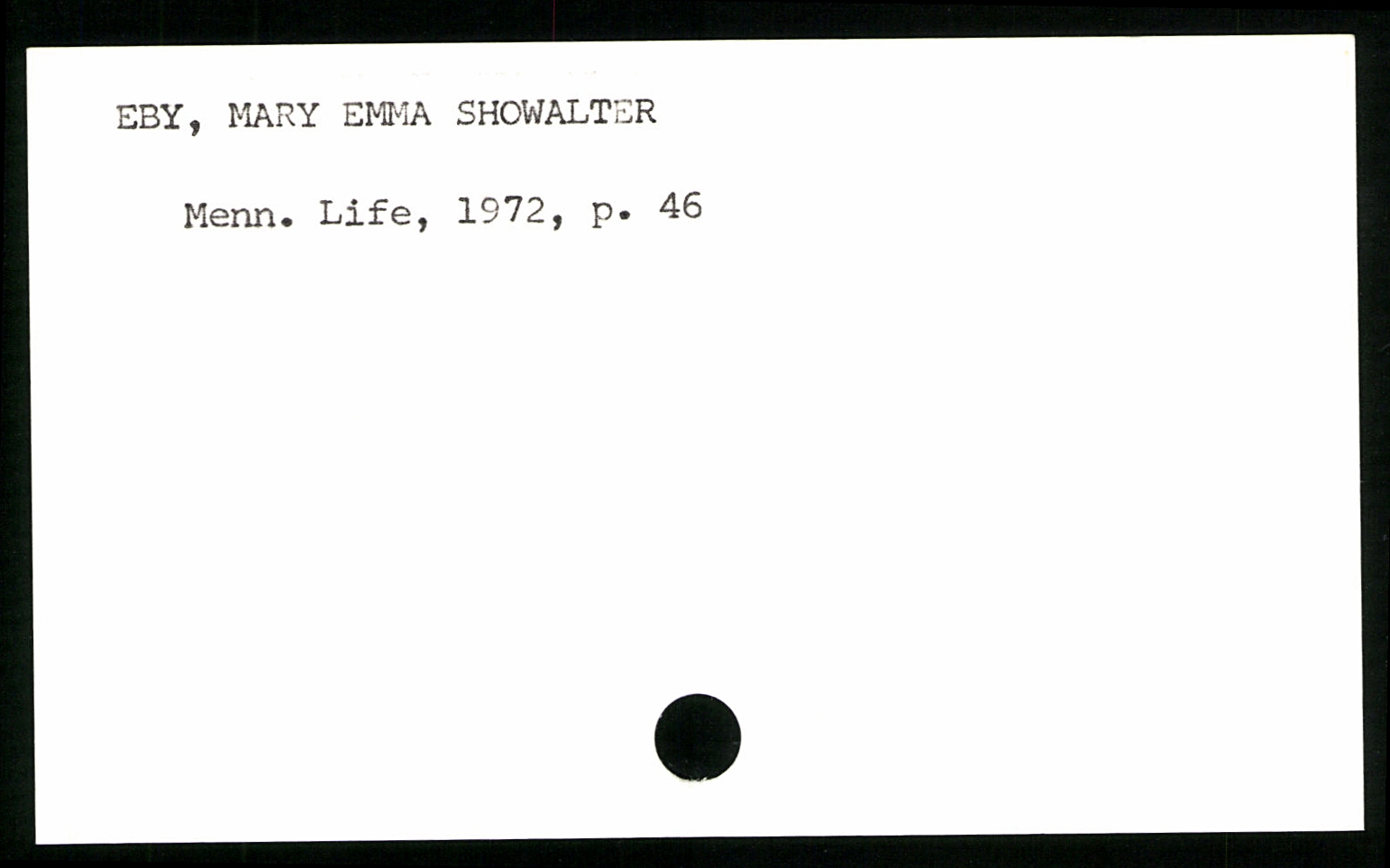 EBY, MARY EMMA SHOWALTER – Mennonite Life