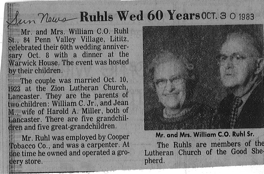 Anniversary-Ruhl William C O Sr-60th-1983 – Mennonite Life