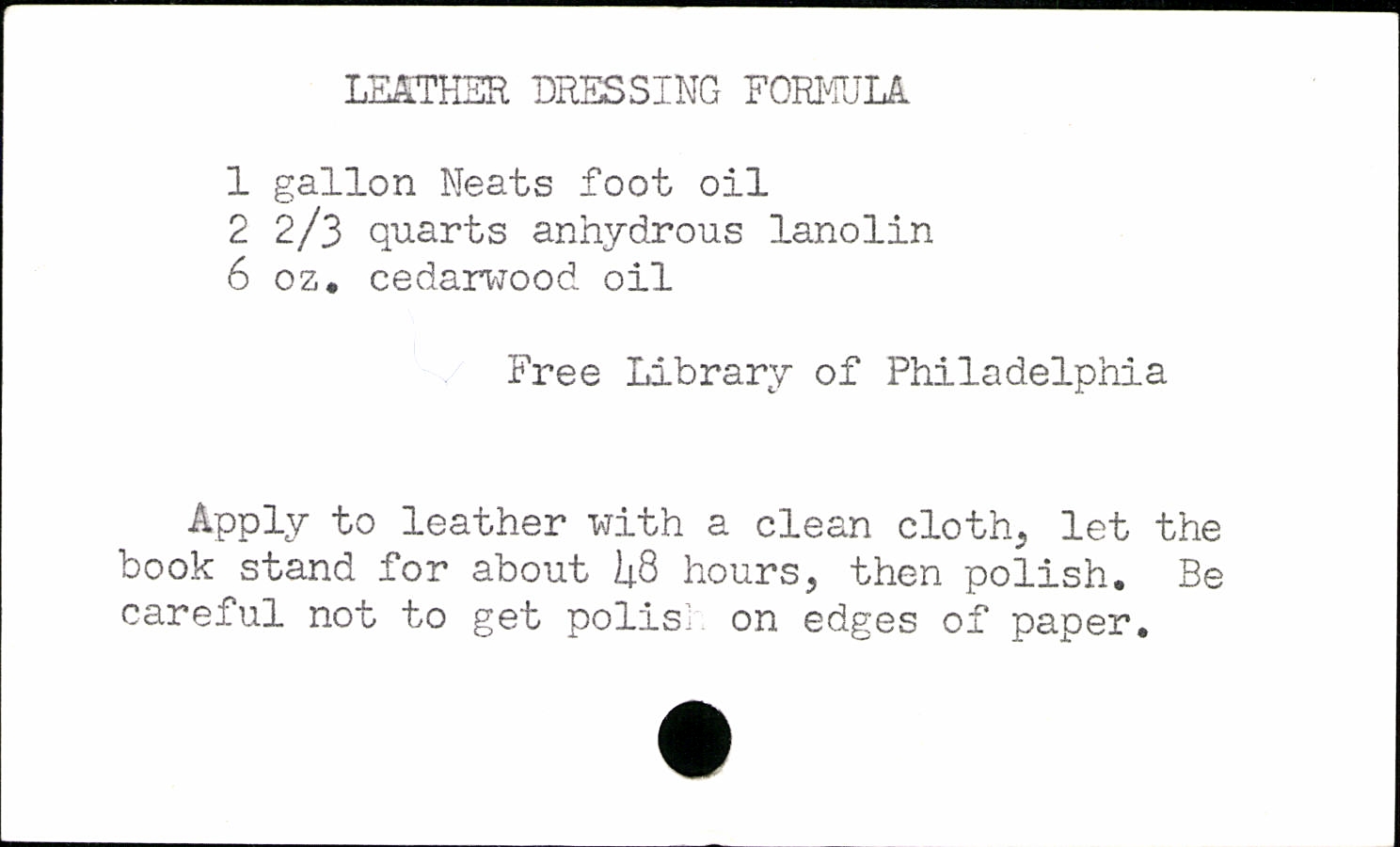 LEATHER DRESSING FORMULA – Mennonite Life