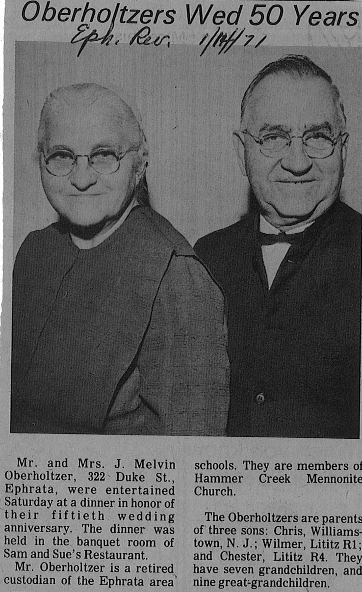Anniversary-Oberholtzer J Melvin-50th-1971 – Mennonite Life