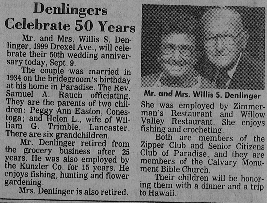 Anniversary-Denlinger Willis S-50th-1984 – Mennonite Life