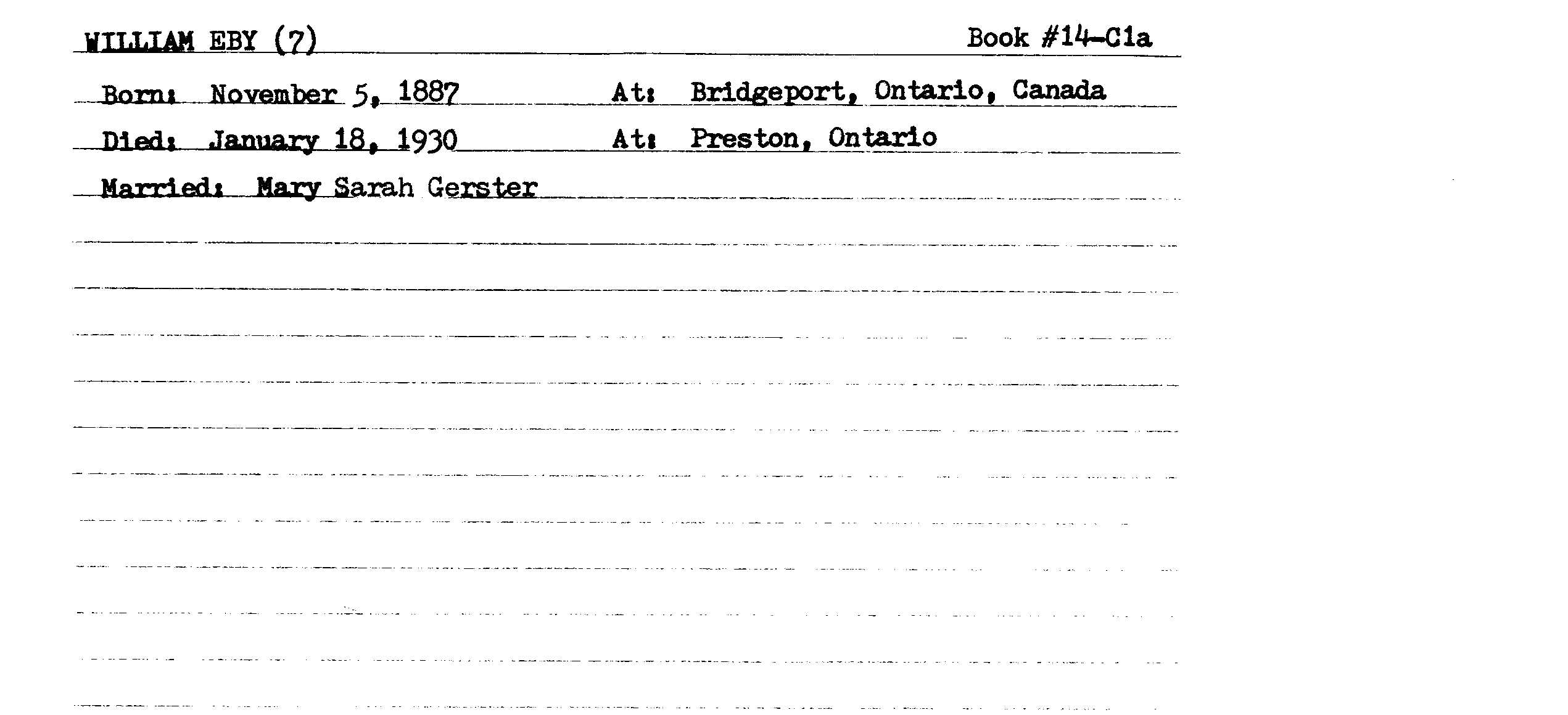 Eby William 1887-1930 M Mary Sarah Gerster – Mennonite Life