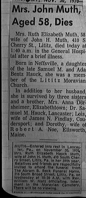 Obituary-muth ruth elizabeth-1970 – Mennonite Life